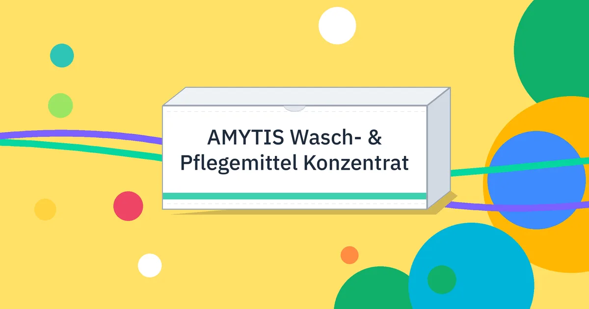 Symbolbild: Packung mit der Aufschrift AMYTIS Wasch- & Pflegemittel Konzentrat (PZN 20854419) – Verfügbarkeit und Bezug in Apotheken in Frankfurt am Main