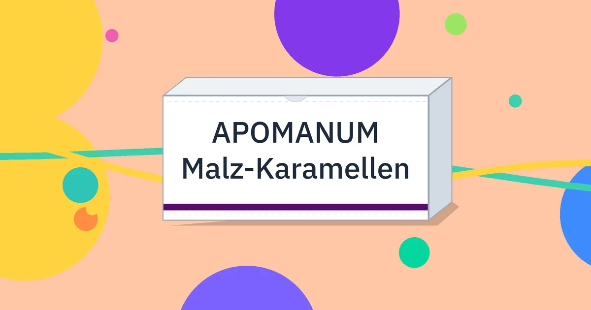 Symbolbild: Packung mit der Aufschrift APOMANUM Malz-Karamellen (PZN 09645193) – Verfügbarkeit und Bezug in Apotheken in Frankfurt am Main