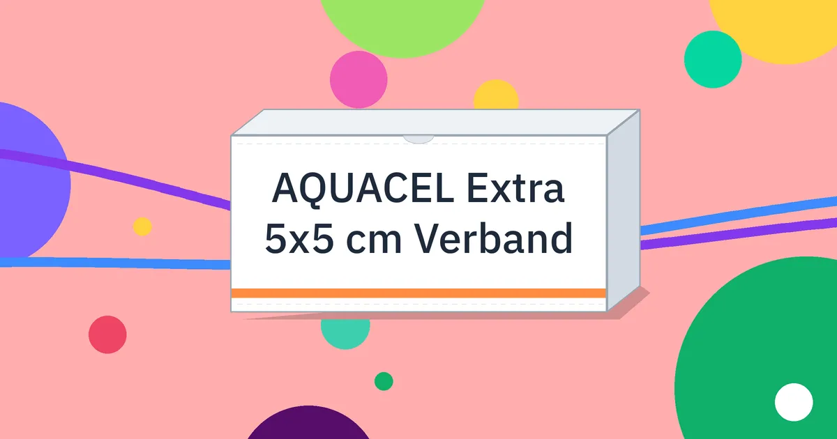Symbolbild: Packung mit der Aufschrift AQUACEL Extra 5x5 cm Verband (PZN 18123631) – Verfügbarkeit und Bezug in Apotheken in Frankfurt am Main
