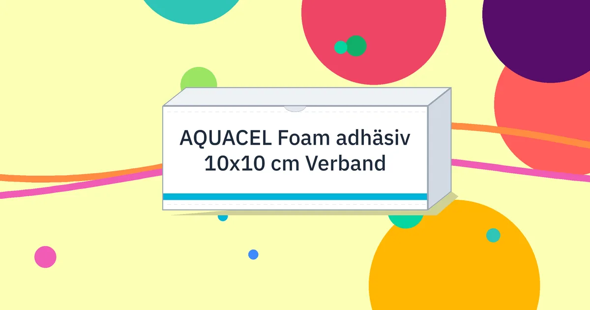 Symbolbild: Packung mit der Aufschrift AQUACEL Foam adhäsiv 10x10 cm Verband (PZN 11587020) – Verfügbarkeit und Bezug in Apotheken in Frankfurt am Main