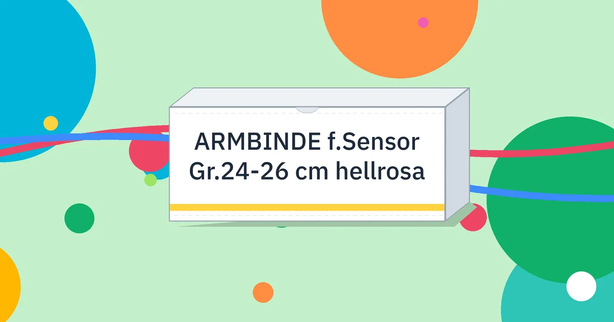 Symbolbild: Packung mit der Aufschrift ARMBINDE f.Sensor Gr.24-26 cm hellrosa (PZN 11552872) – Verfügbarkeit und Bezug in Apotheken in Frankfurt am Main