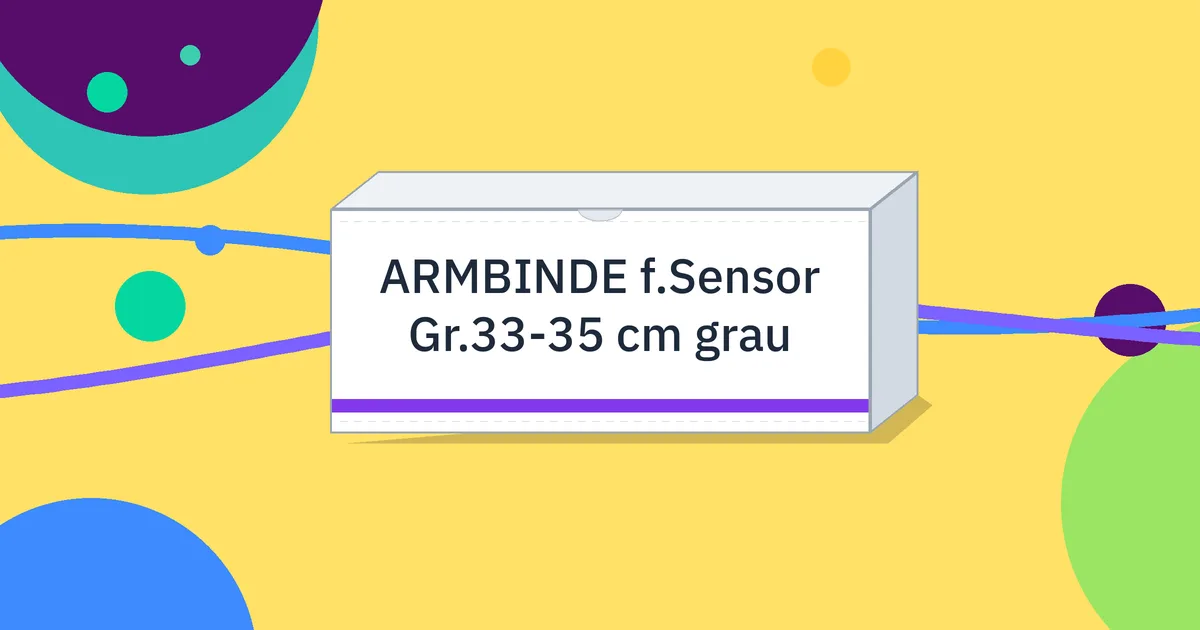Symbolbild: Packung mit der Aufschrift ARMBINDE f.Sensor Gr.33-35 cm grau (PZN 17838204) – Verfügbarkeit und Bezug in Apotheken in Frankfurt am Main