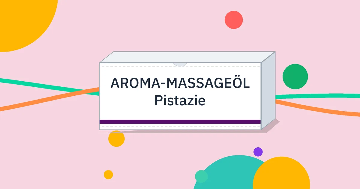 Symbolbild: Packung mit der Aufschrift AROMA-MASSAGEÖL Pistazie (PZN 19776708) – Verfügbarkeit und Bezug in Apotheken in Frankfurt am Main