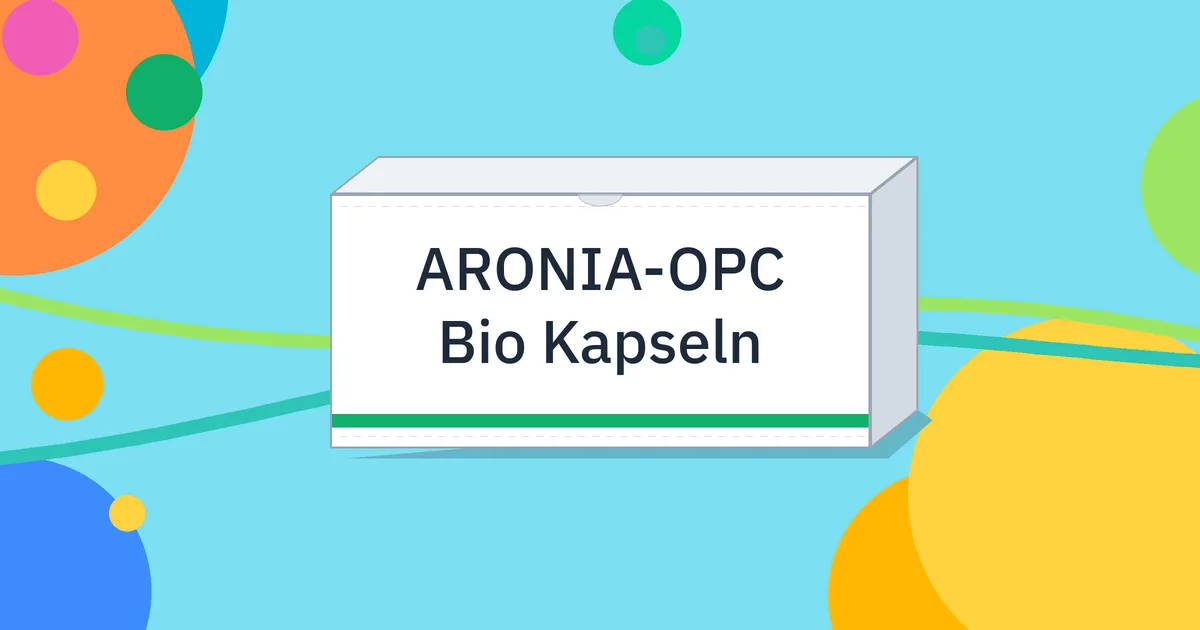 Symbolbild: Packung mit der Aufschrift ARONIA-OPC Bio Kapseln (PZN 19150848) – Verfügbarkeit und Bezug in Apotheken in Frankfurt am Main