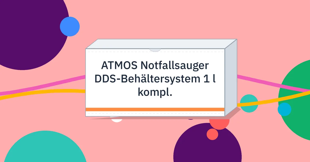 Symbolbild: Packung mit der Aufschrift ATMOS Notfallsauger DDS-Behältersystem 1 l kompl. (PZN 11549410) – Verfügbarkeit und Bezug in Apotheken in Frankfurt am Main