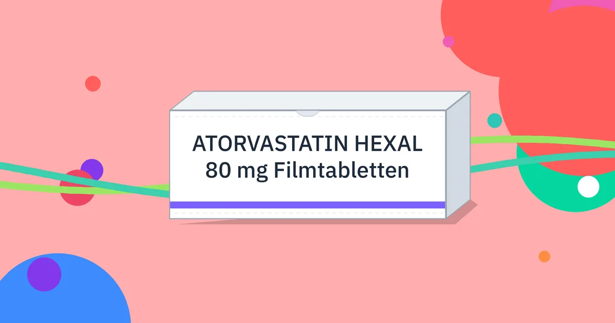Symbolbild: Packung mit der Aufschrift ATORVASTATIN HEXAL 80 mg Filmtabletten (PZN 09122727) – Verfügbarkeit und Bezug in Apotheken in Frankfurt am Main