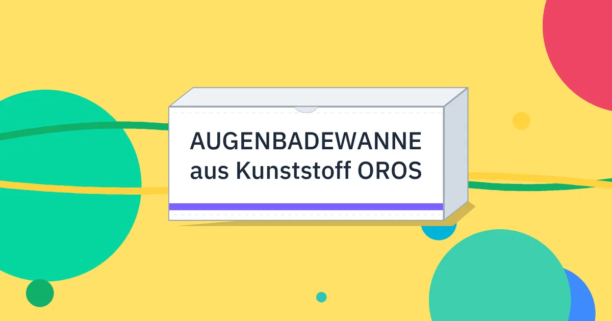 Symbolbild: Packung mit der Aufschrift AUGENBADEWANNE aus Kunststoff OROS (PZN 03325487) – Verfügbarkeit und Bezug in Apotheken in Frankfurt am Main
