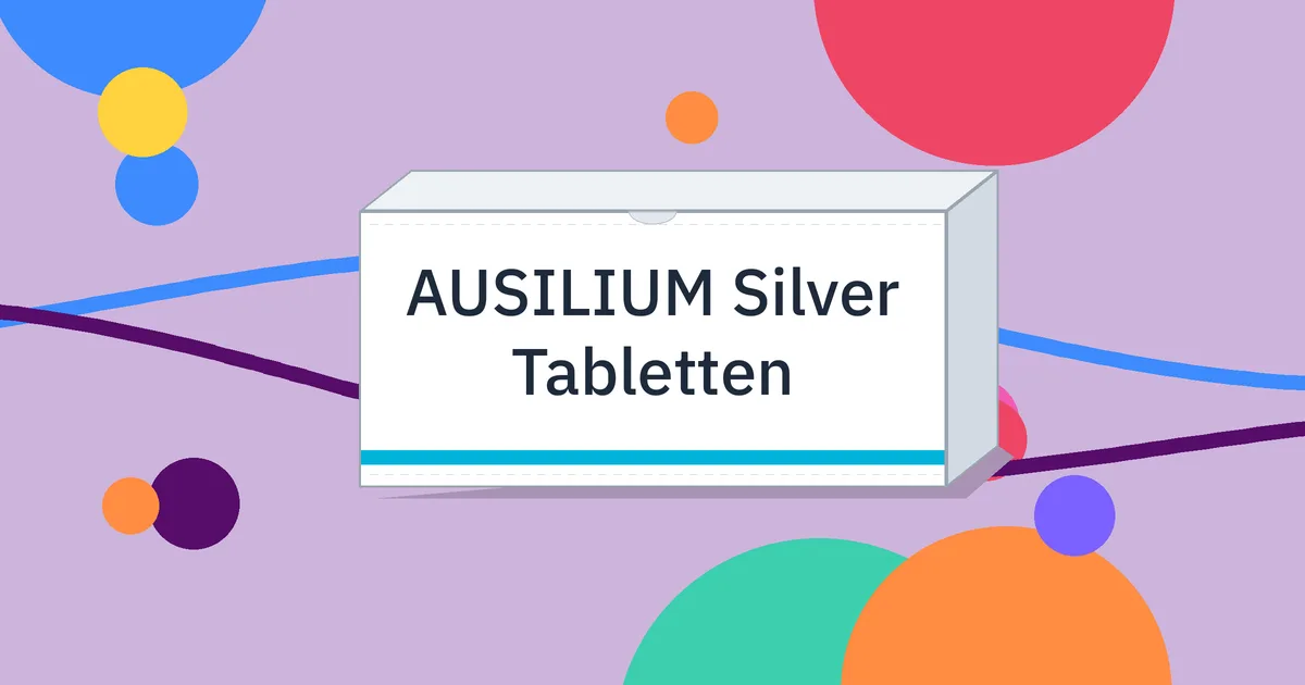 Symbolbild: Packung mit der Aufschrift AUSILIUM Silver Tabletten (PZN 19441646) – Verfügbarkeit und Bezug in Apotheken in Frankfurt am Main