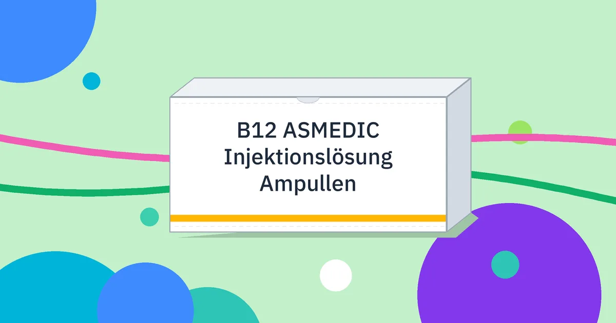Symbolbild: Packung mit der Aufschrift B12 ASMEDIC Injektionslösung Ampullen (PZN 01888022) – Verfügbarkeit und Bezug in Apotheken in Frankfurt am Main