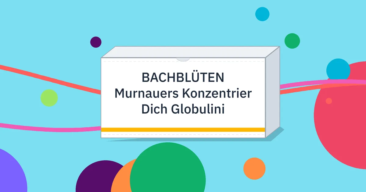 Symbolbild: Packung mit der Aufschrift BACHBLÜTEN Murnauers Konzentrier Dich Globulini (PZN 10252725) – Verfügbarkeit und Bezug in Apotheken in Frankfurt am Main