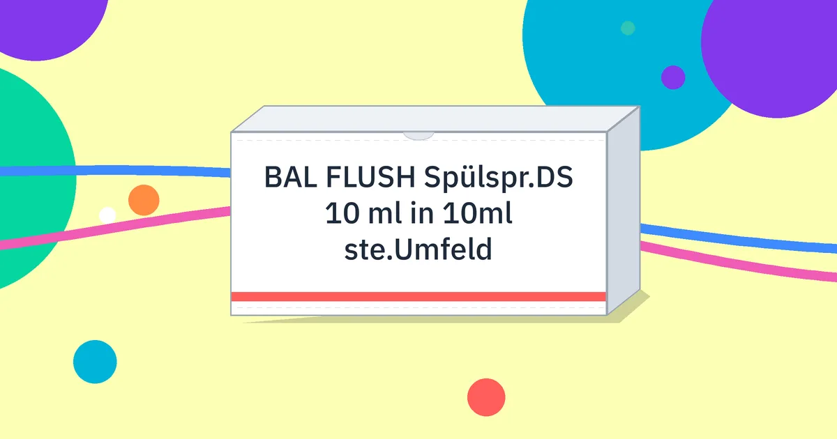 Symbolbild: Packung mit der Aufschrift BAL FLUSH Spülspr.DS 10 ml in 10ml ste.Umfeld (PZN 19061317) – Verfügbarkeit und Bezug in Apotheken in Frankfurt am Main