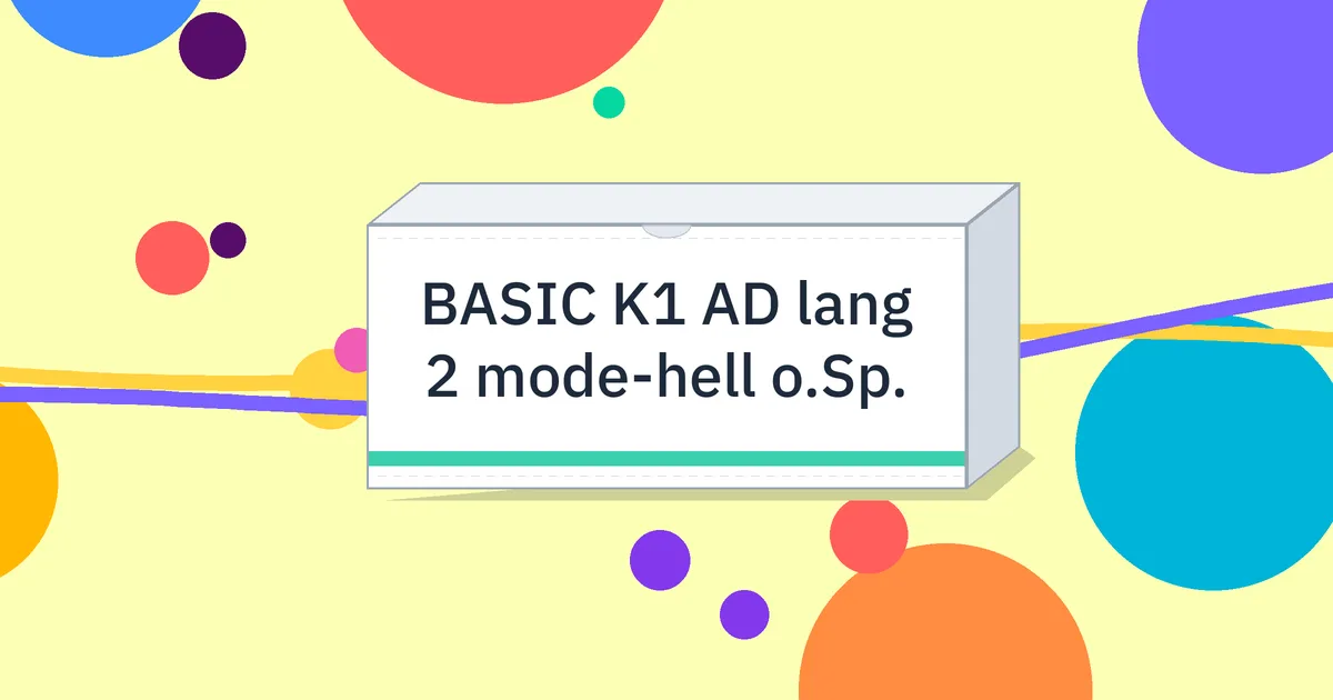 Symbolbild: Packung mit der Aufschrift BASIC K1 AD lang 2 mode-hell o.Sp. (PZN 20257445) – Verfügbarkeit und Bezug in Apotheken in Frankfurt am Main