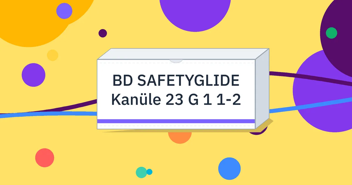 Symbolbild: Packung mit der Aufschrift BD SAFETYGLIDE Kanüle 23 G 1 1-2 (PZN 18601645) – Verfügbarkeit und Bezug in Apotheken in Frankfurt am Main