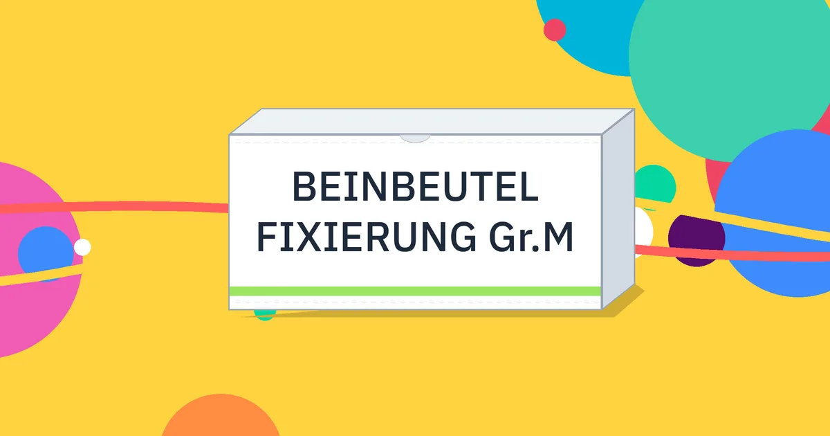 Symbolbild: Packung mit der Aufschrift BEINBEUTEL FIXIERUNG Gr.M (PZN 07126023) – Verfügbarkeit und Bezug in Apotheken in Frankfurt am Main