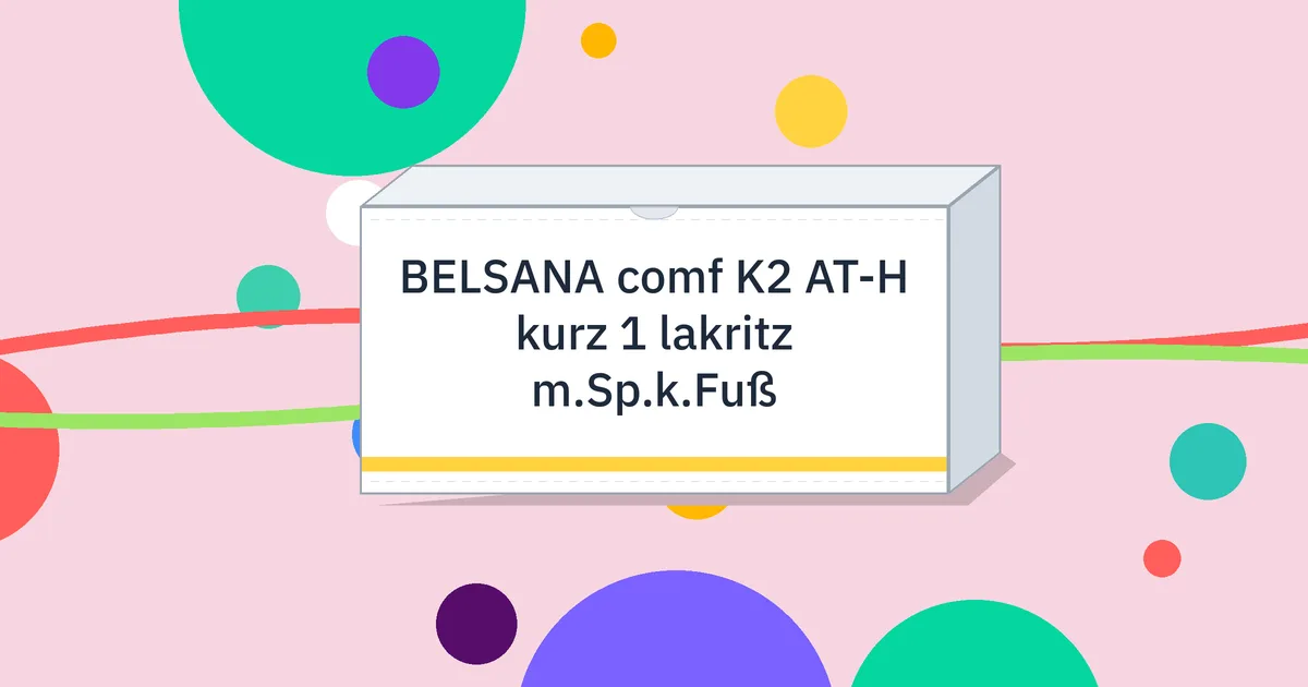 Symbolbild: Packung mit der Aufschrift BELSANA comf K2 AT-H kurz 1 lakritz m.Sp.k.Fuß (PZN 12327953) – Verfügbarkeit und Bezug in Apotheken in Frankfurt am Main
