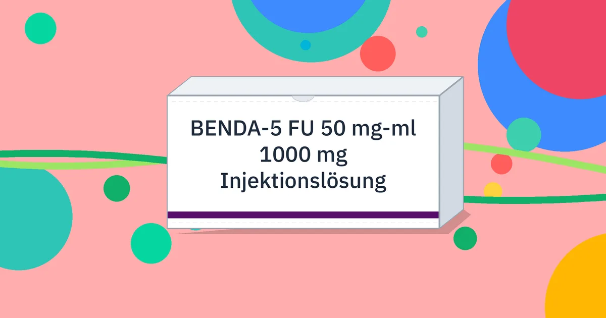 Symbolbild: Packung mit der Aufschrift BENDA-5 FU 50 mg-ml 1000 mg Injektionslösung (PZN 07020342) – Verfügbarkeit und Bezug in Apotheken in Frankfurt am Main