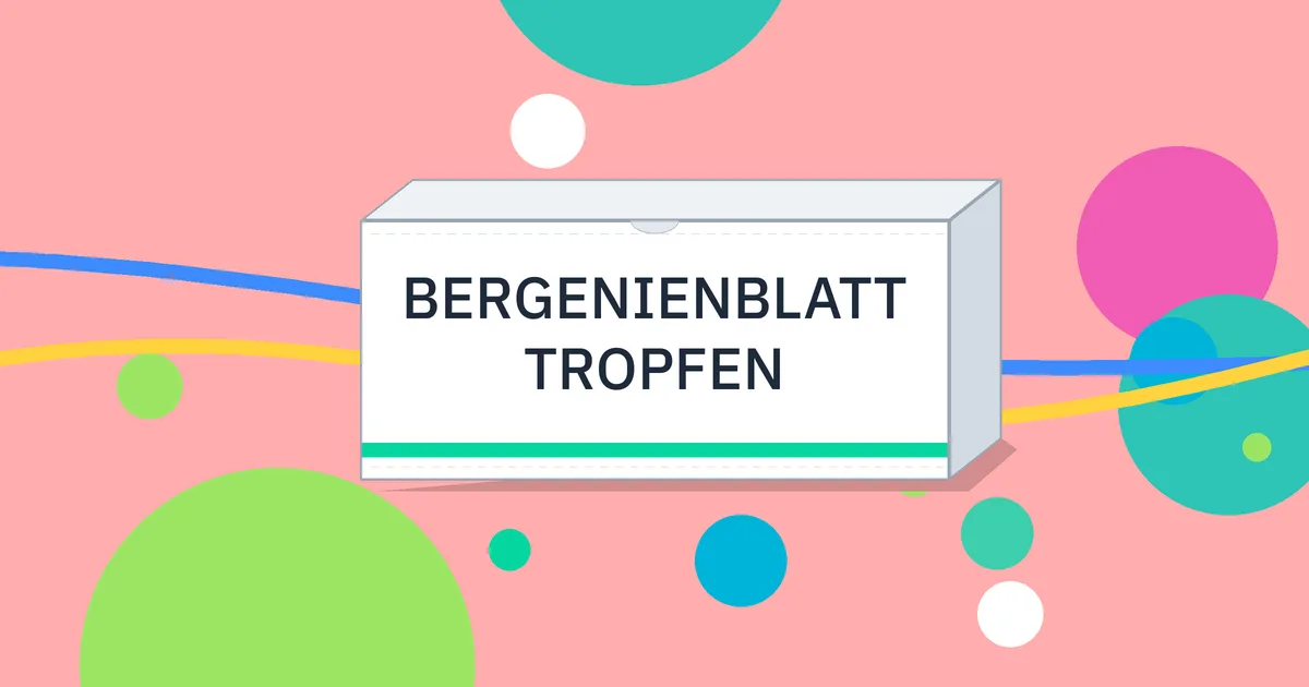 Symbolbild: Packung mit der Aufschrift BERGENIENBLATT TROPFEN (PZN 15228594) – Verfügbarkeit und Bezug in Apotheken in Frankfurt am Main