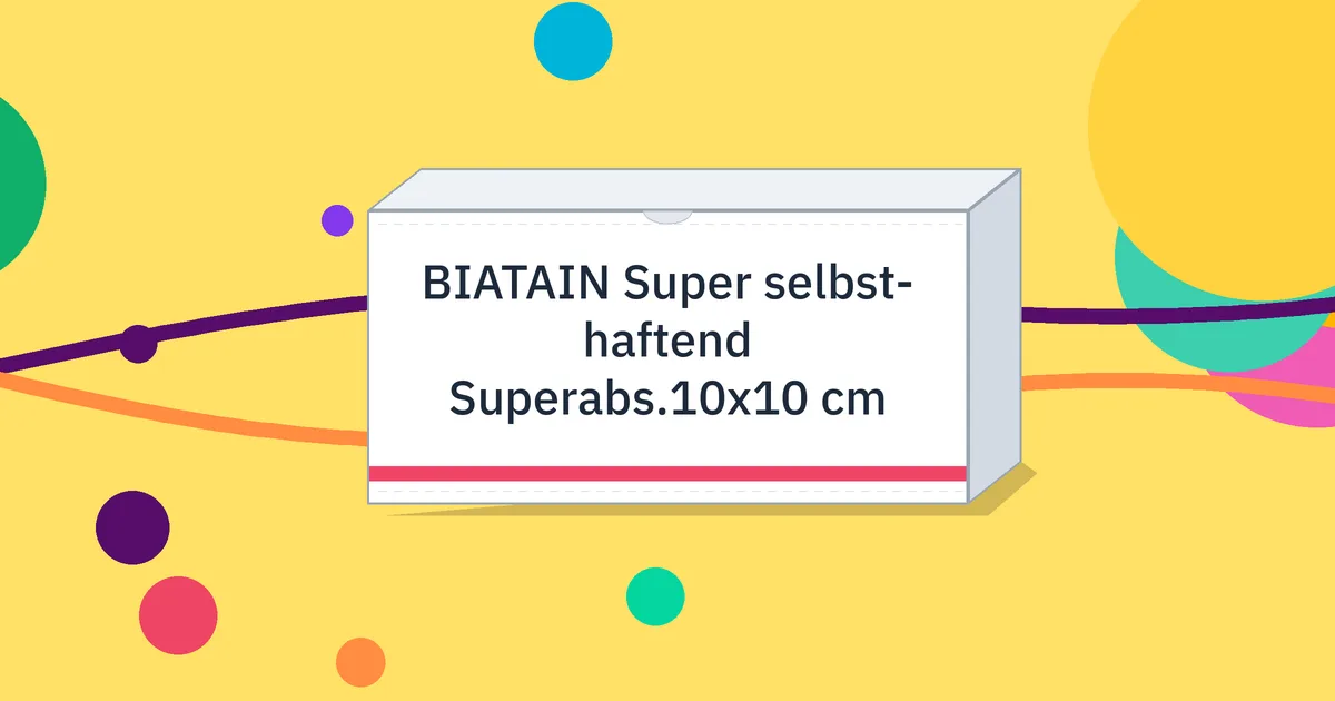 Symbolbild: Packung mit der Aufschrift BIATAIN Super selbst-haftend Superabs.10x10 cm (PZN 15426213) – Verfügbarkeit und Bezug in Apotheken in Frankfurt am Main
