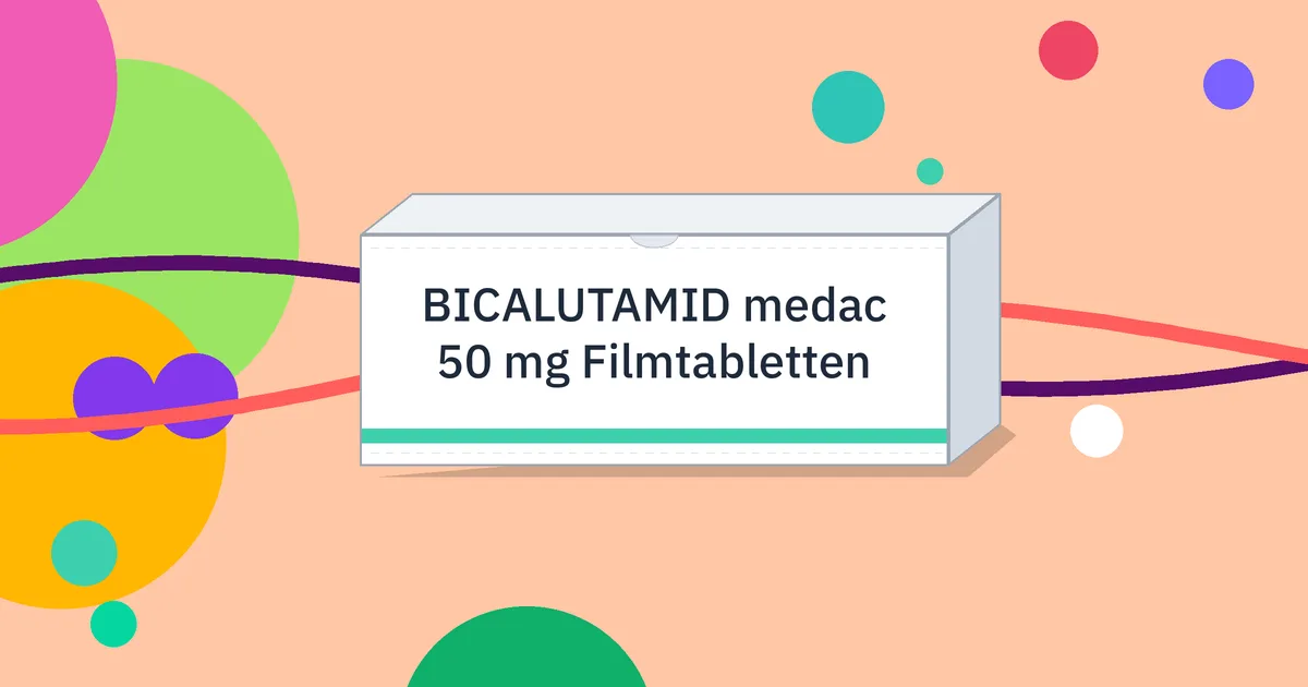 Symbolbild: Packung mit der Aufschrift BICALUTAMID medac 50 mg Filmtabletten (PZN 01712493) – Verfügbarkeit und Bezug in Apotheken in Frankfurt am Main