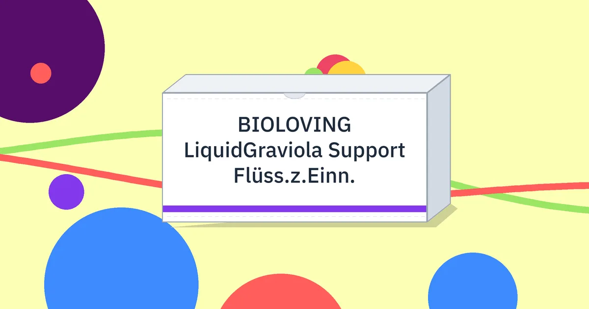 Symbolbild: Packung mit der Aufschrift BIOLOVING LiquidGraviola Support Flüss.z.Einn. (PZN 18061479) – Verfügbarkeit und Bezug in Apotheken in Frankfurt am Main