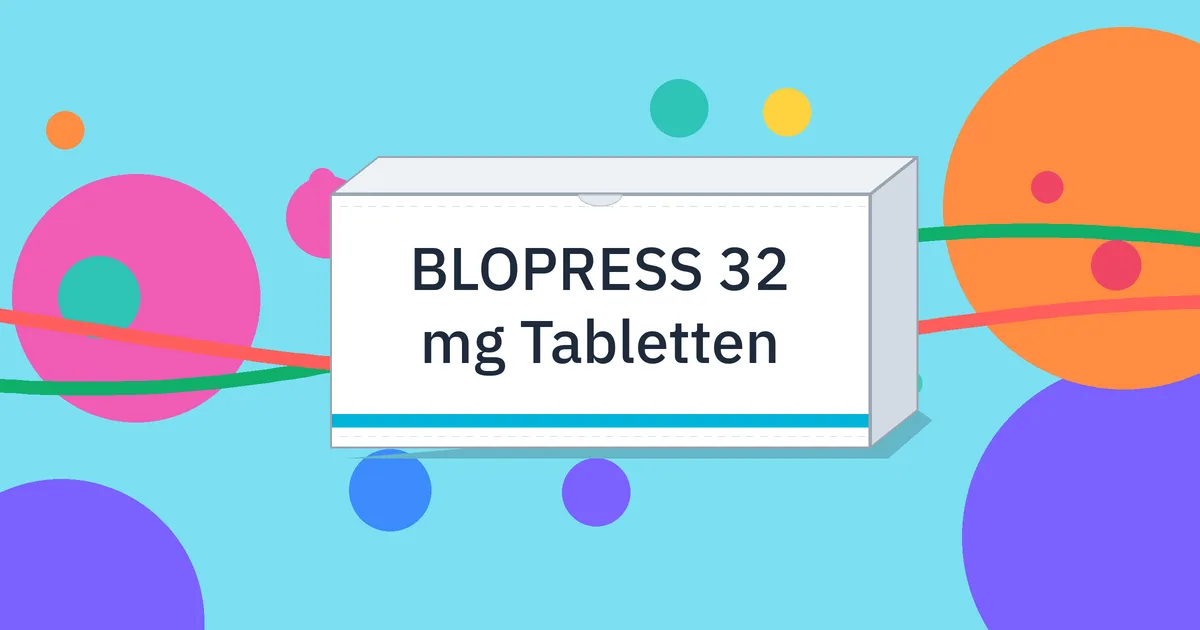 Symbolbild: Packung mit der Aufschrift BLOPRESS 32 mg Tabletten (PZN 09295089) – Verfügbarkeit und Bezug in Apotheken in Frankfurt am Main