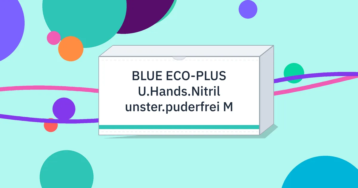Symbolbild: Packung mit der Aufschrift BLUE ECO-PLUS U.Hands.Nitril unster.puderfrei M (PZN 19909368) – Verfügbarkeit und Bezug in Apotheken in Frankfurt am Main