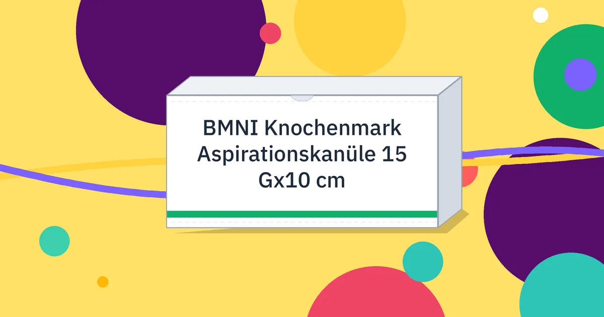 Symbolbild: Packung mit der Aufschrift BMNI Knochenmark Aspirationskanüle 15 Gx10 cm (PZN 06125903) – Verfügbarkeit und Bezug in Apotheken in Frankfurt am Main