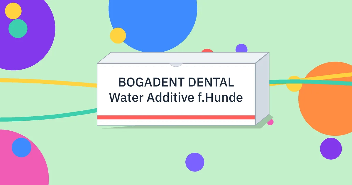 Symbolbild: Packung mit der Aufschrift BOGADENT DENTAL Water Additive f.Hunde (PZN 10194028) – Verfügbarkeit und Bezug in Apotheken in Frankfurt am Main