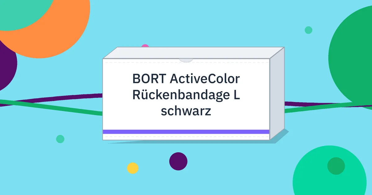 Symbolbild: Packung mit der Aufschrift BORT ActiveColor Rückenbandage L schwarz (PZN 05873431) – Verfügbarkeit und Bezug in Apotheken in Frankfurt am Main