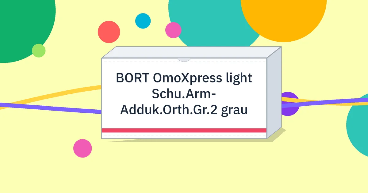Symbolbild: Packung mit der Aufschrift BORT OmoXpress light Schu.Arm-Adduk.Orth.Gr.2 grau (PZN 16318253) – Verfügbarkeit und Bezug in Apotheken in Frankfurt am Main