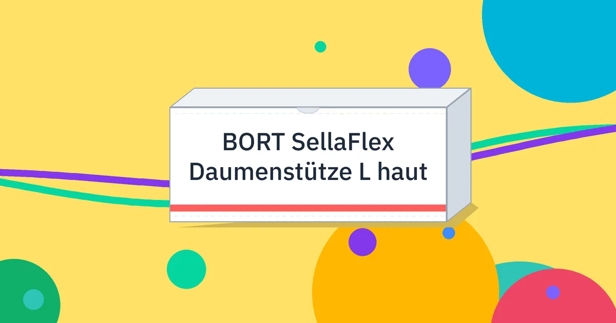 Symbolbild: Packung mit der Aufschrift BORT SellaFlex Daumenstütze L haut (PZN 10207104) – Verfügbarkeit und Bezug in Apotheken in Frankfurt am Main
