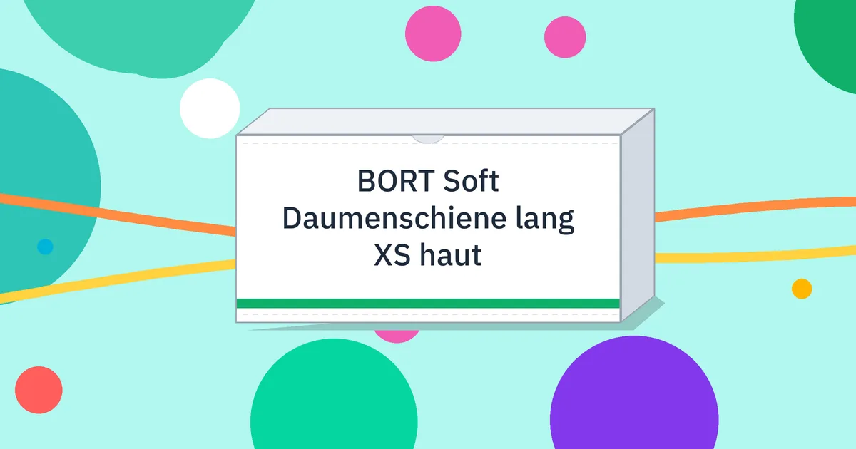 Symbolbild: Packung mit der Aufschrift BORT Soft Daumenschiene lang XS haut (PZN 12372505) – Verfügbarkeit und Bezug in Apotheken in Frankfurt am Main