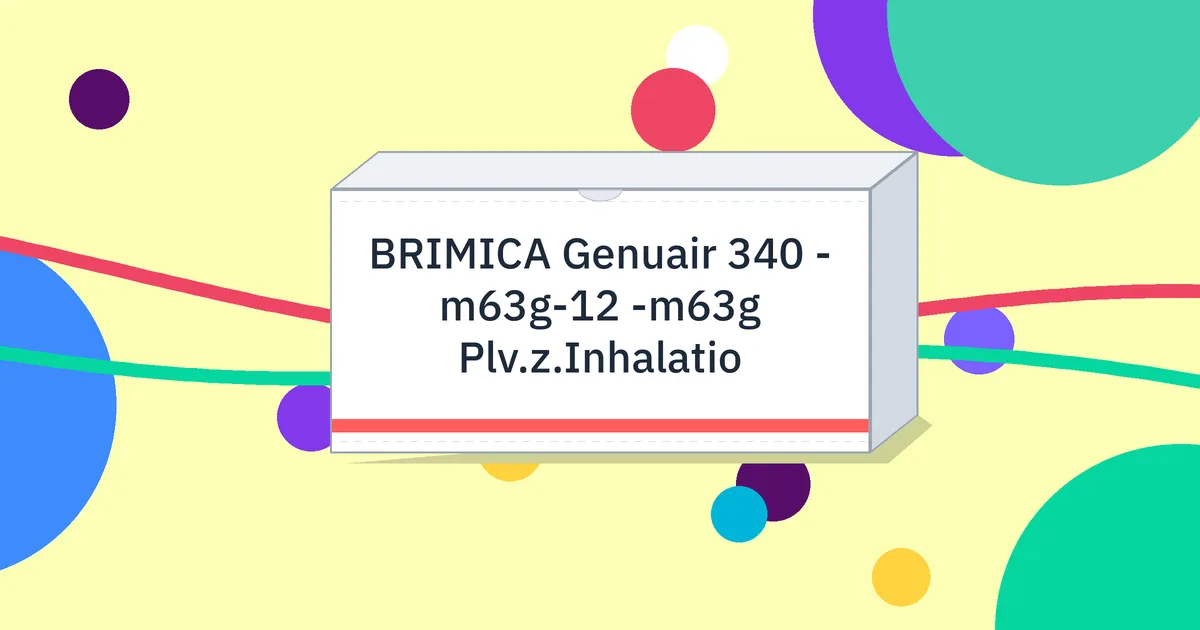 Symbolbild: Packung mit der Aufschrift BRIMICA Genuair 340 -m63g-12 -m63g Plv.z.Inhalatio (PZN 13330271) – Verfügbarkeit und Bezug in Apotheken in Frankfurt am Main