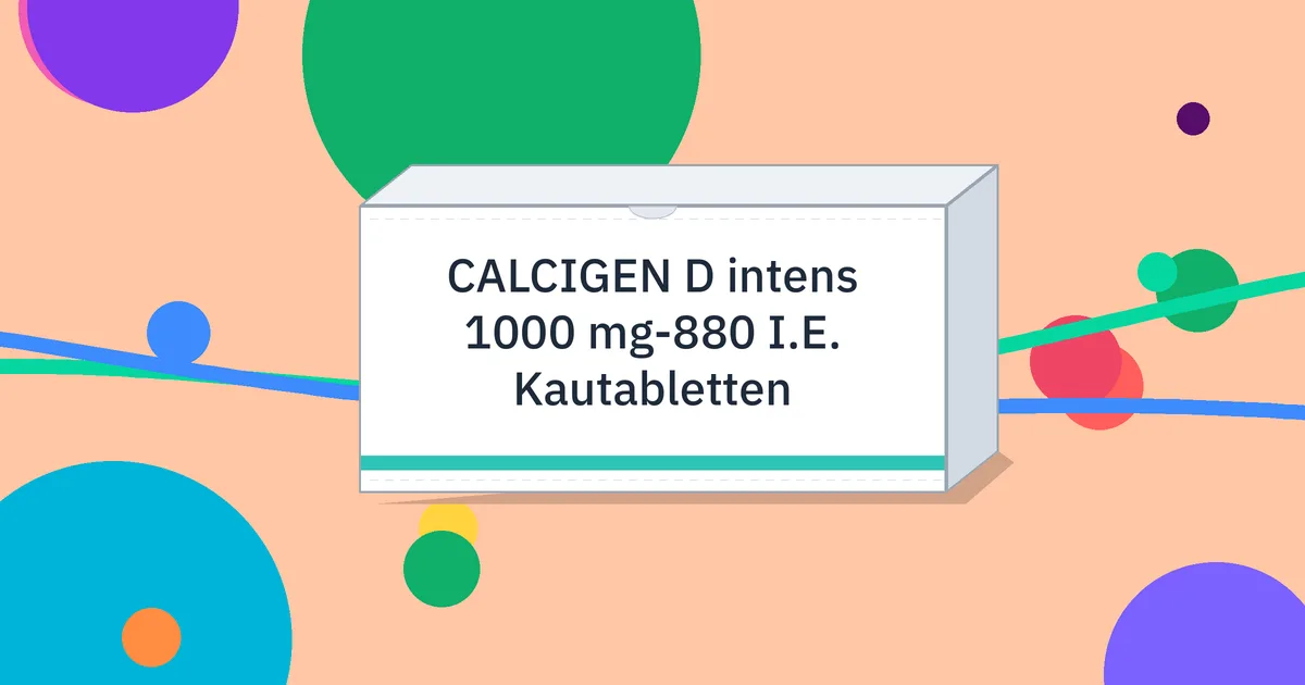 Symbolbild: Packung mit der Aufschrift CALCIGEN D intens 1000 mg-880 I.E. Kautabletten (PZN 00417125) – Verfügbarkeit und Bezug in Apotheken in Frankfurt am Main