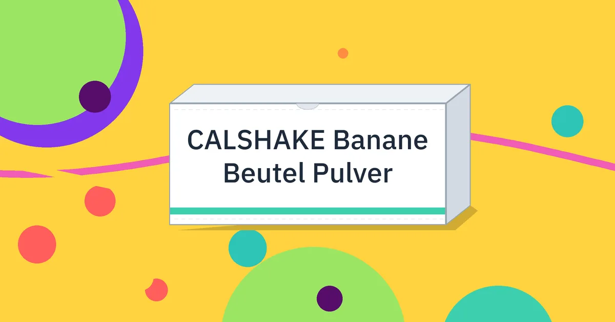 Symbolbild: Packung mit der Aufschrift CALSHAKE Banane Beutel Pulver (PZN 01646856) – Verfügbarkeit und Bezug in Apotheken in Frankfurt am Main