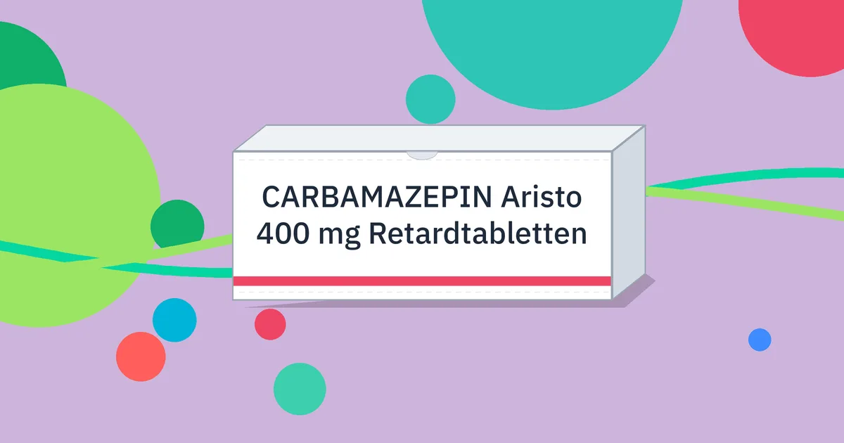 Symbolbild: Packung mit der Aufschrift CARBAMAZEPIN Aristo 400 mg Retardtabletten (PZN 00612341) – Verfügbarkeit und Bezug in Apotheken in Frankfurt am Main