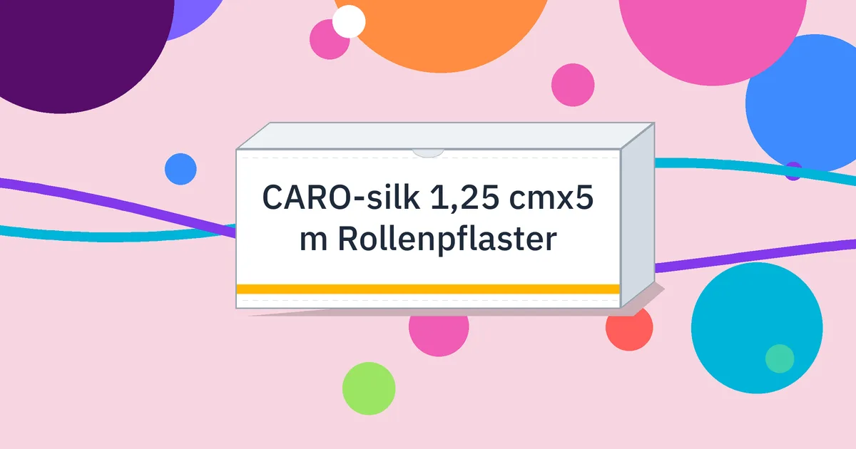 Symbolbild: Packung mit der Aufschrift CARO-silk 1,25 cmx5 m Rollenpflaster (PZN 11670577) – Verfügbarkeit und Bezug in Apotheken in Frankfurt am Main