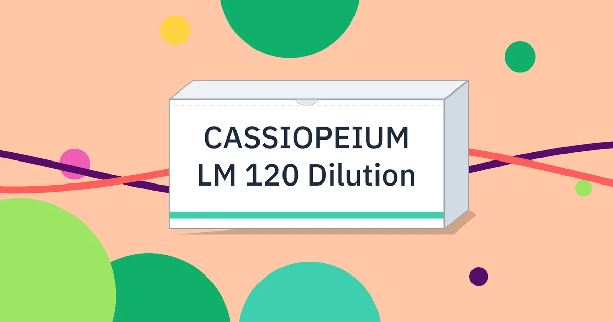 Symbolbild: Packung mit der Aufschrift CASSIOPEIUM LM 120 Dilution (PZN 13434160) – Verfügbarkeit und Bezug in Apotheken in Frankfurt am Main