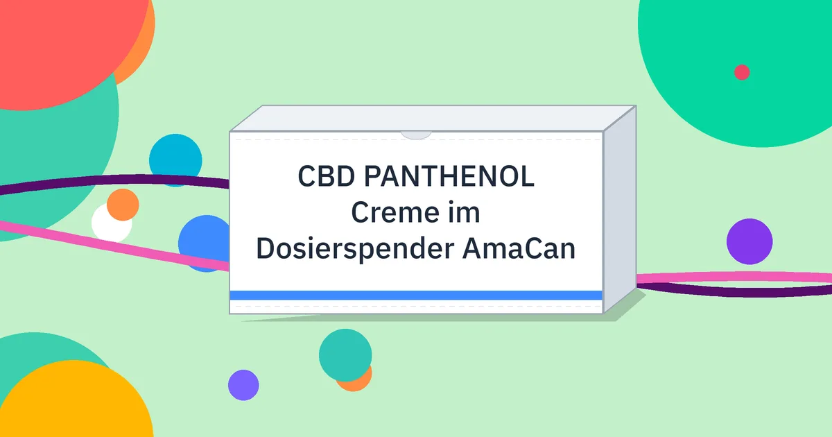 Symbolbild: Packung mit der Aufschrift CBD PANTHENOL Creme im Dosierspender AmaCan (PZN 18213989) – Verfügbarkeit und Bezug in Apotheken in Frankfurt am Main
