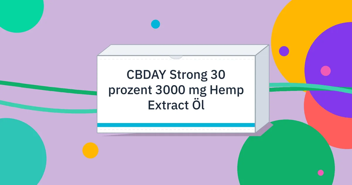Symbolbild: Packung mit der Aufschrift CBDAY Strong 30 prozent 3000 mg Hemp Extract Öl (PZN 20031965) – Verfügbarkeit und Bezug in Apotheken in Frankfurt am Main