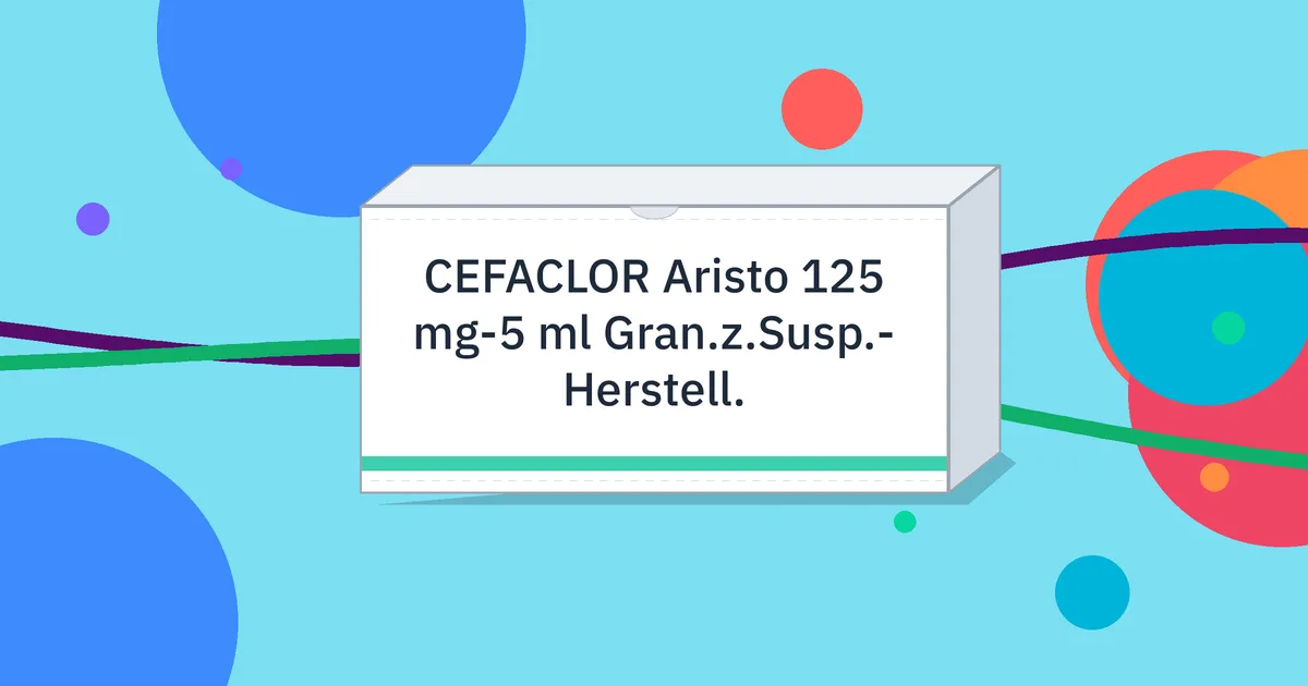 Symbolbild: Packung mit der Aufschrift CEFACLOR Aristo 125 mg-5 ml Gran.z.Susp.-Herstell. (PZN 09688179) – Verfügbarkeit und Bezug in Apotheken in Frankfurt am Main