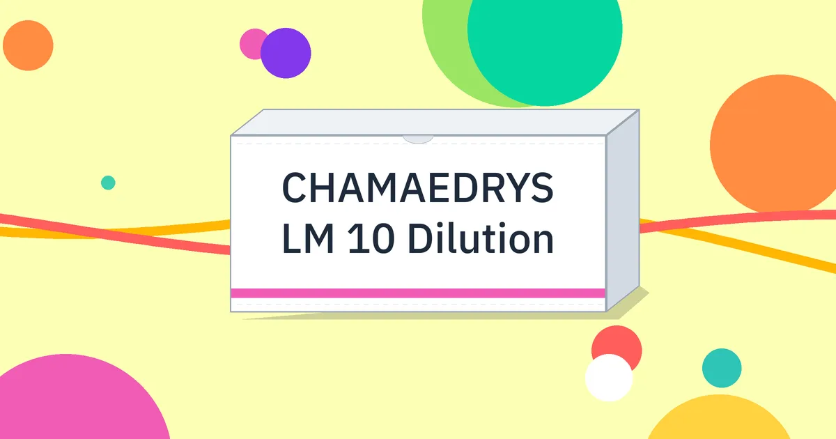 Symbolbild: Packung mit der Aufschrift CHAMAEDRYS LM 10 Dilution (PZN 13438465) – Verfügbarkeit und Bezug in Apotheken in Frankfurt am Main