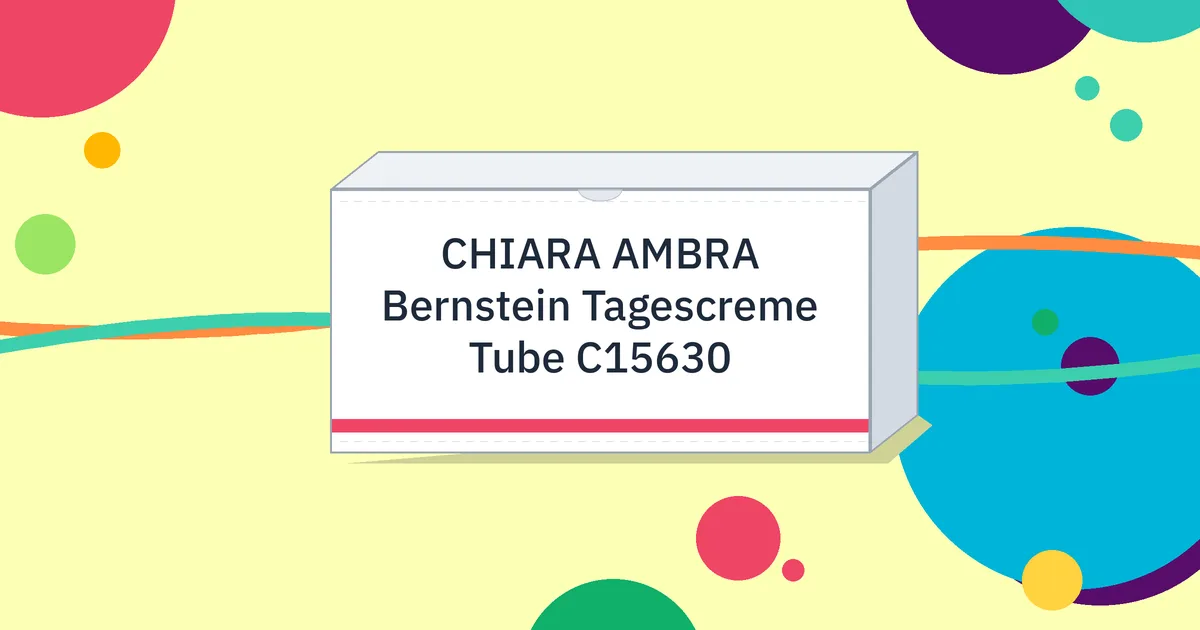 Symbolbild: Packung mit der Aufschrift CHIARA AMBRA Bernstein Tagescreme Tube C15630 (PZN 12449780) – Verfügbarkeit und Bezug in Apotheken in Frankfurt am Main