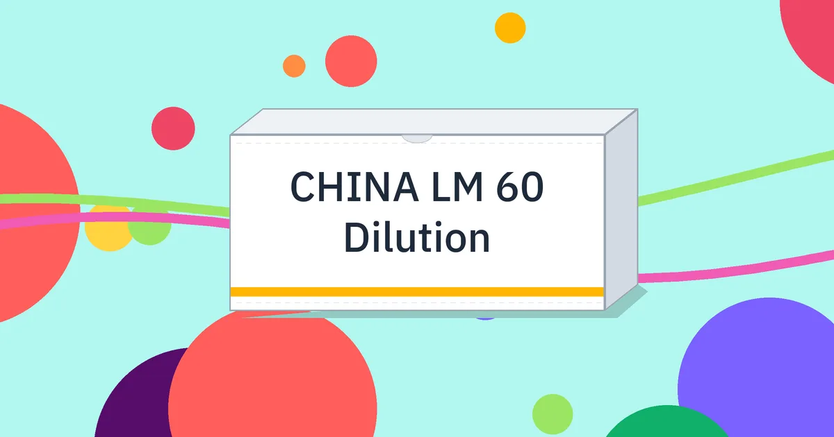 Symbolbild: Packung mit der Aufschrift CHINA LM 60 Dilution (PZN 12814050) – Verfügbarkeit und Bezug in Apotheken in Frankfurt am Main
