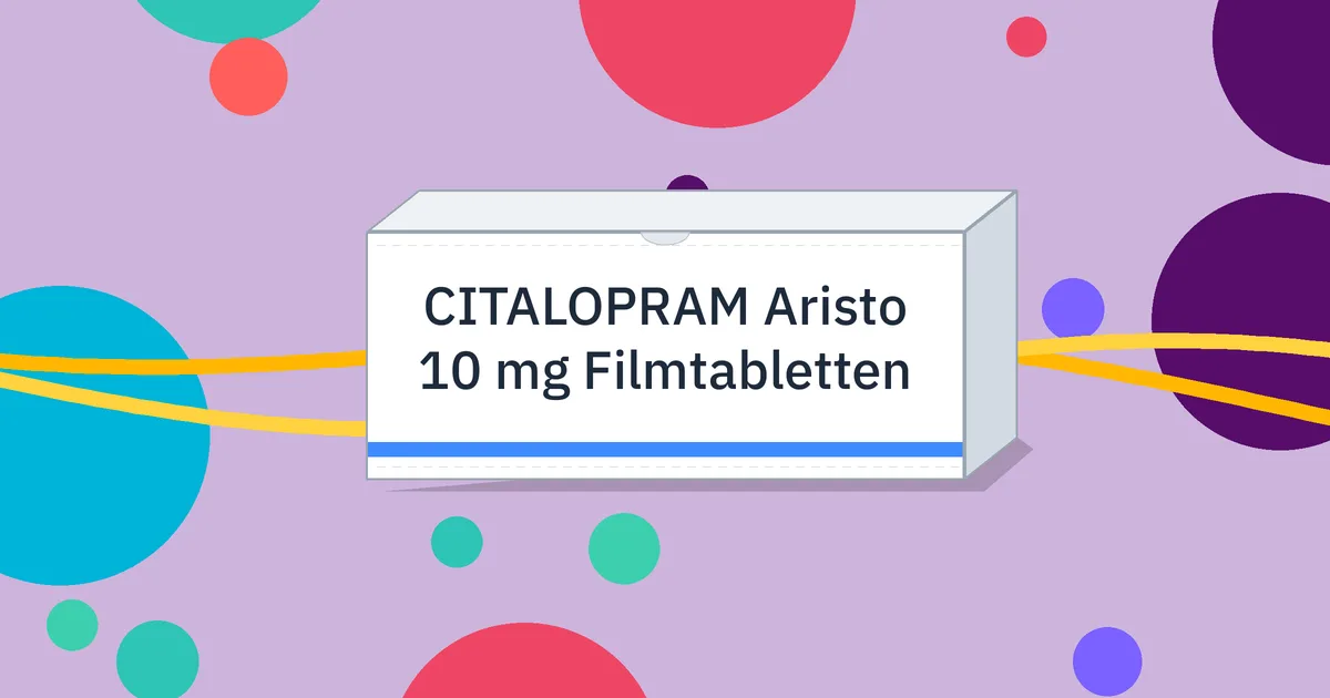 Symbolbild: Packung mit der Aufschrift CITALOPRAM Aristo 10 mg Filmtabletten (PZN 05028049) – Verfügbarkeit und Bezug in Apotheken in Frankfurt am Main