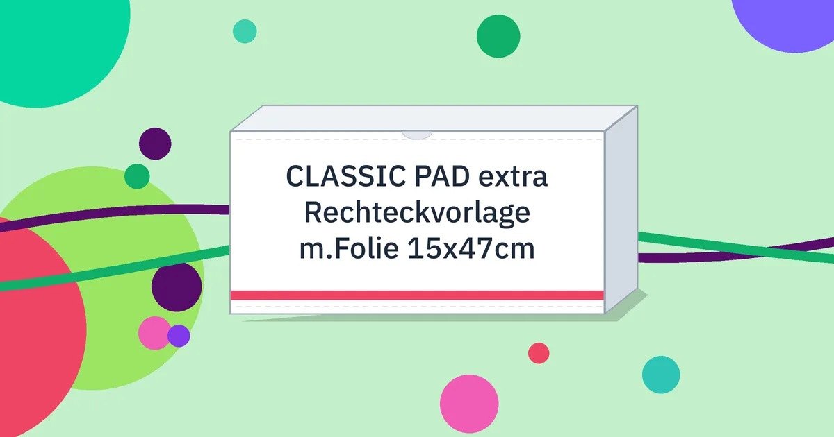 Symbolbild: Packung mit der Aufschrift CLASSIC PAD extra Rechteckvorlage m.Folie 15x47cm (PZN 10193827) – Verfügbarkeit und Bezug in Apotheken in Frankfurt am Main