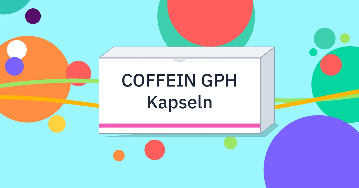 Symbolbild: Packung mit der Aufschrift COFFEIN GPH Kapseln (PZN 06447794) – Verfügbarkeit und Bezug in Apotheken in Frankfurt am Main