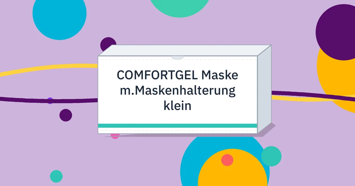Symbolbild: Packung mit der Aufschrift COMFORTGEL Maske m.Maskenhalterung klein (PZN 01695978) – Verfügbarkeit und Bezug in Apotheken in Frankfurt am Main