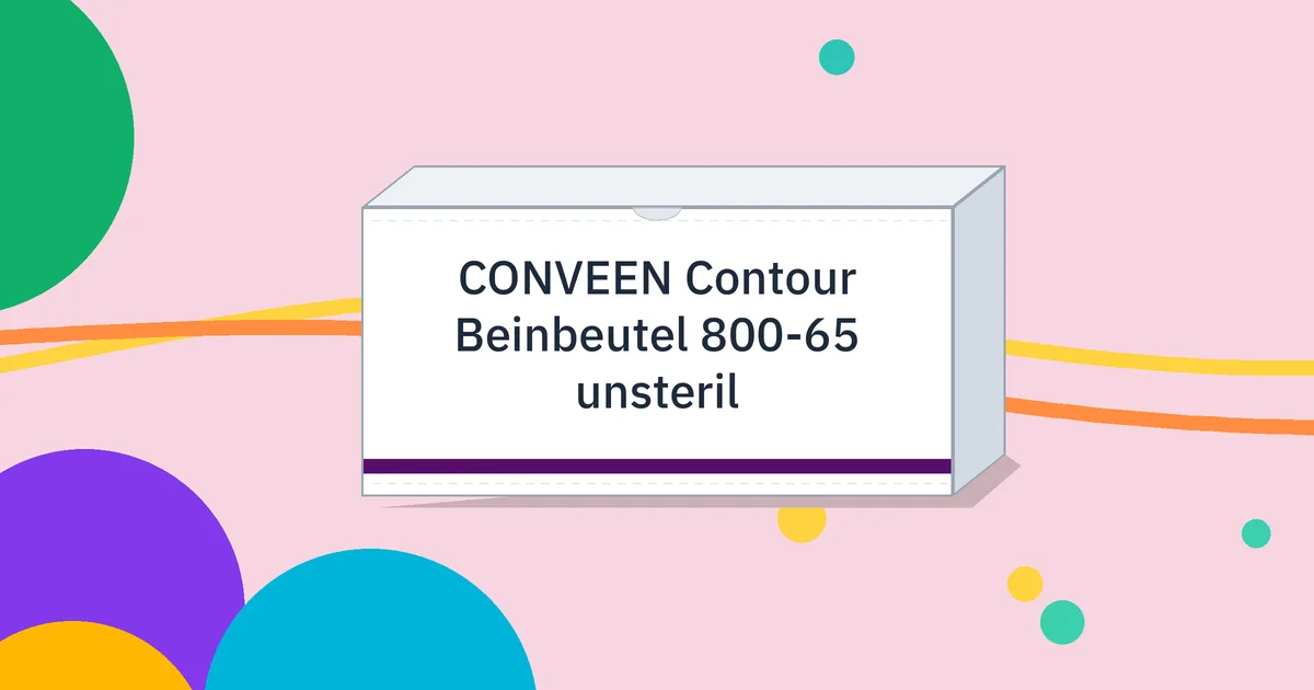 Symbolbild: Packung mit der Aufschrift CONVEEN Contour Beinbeutel 800-65 unsteril (PZN 10325246) – Verfügbarkeit und Bezug in Apotheken in Frankfurt am Main