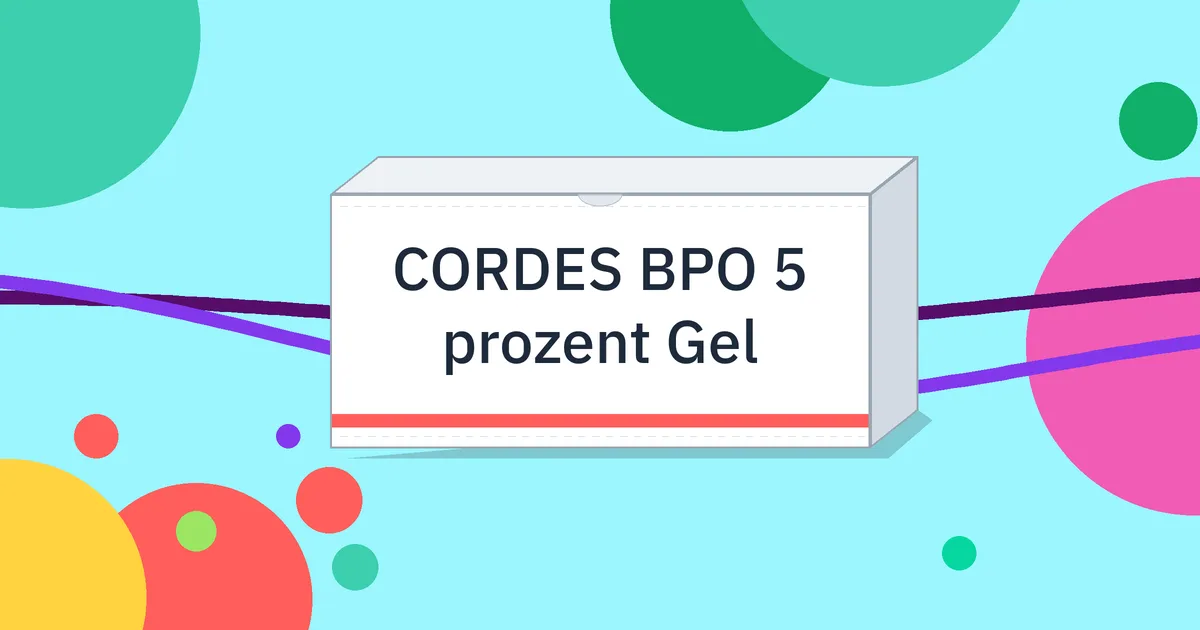 Symbolbild: Packung mit der Aufschrift CORDES BPO 5 prozent Gel (PZN 03439937) – Verfügbarkeit und Bezug in Apotheken in Frankfurt am Main